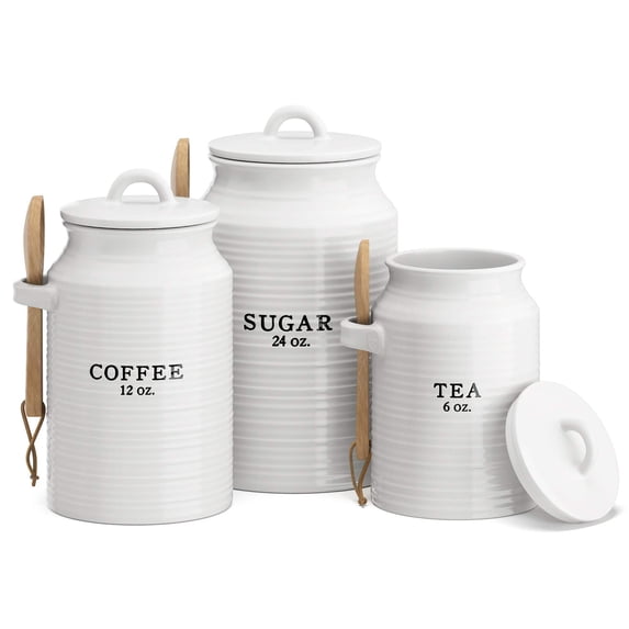 Barnyard Designs Vintage Country Wood Canister Set, Decorative Ceramic ...