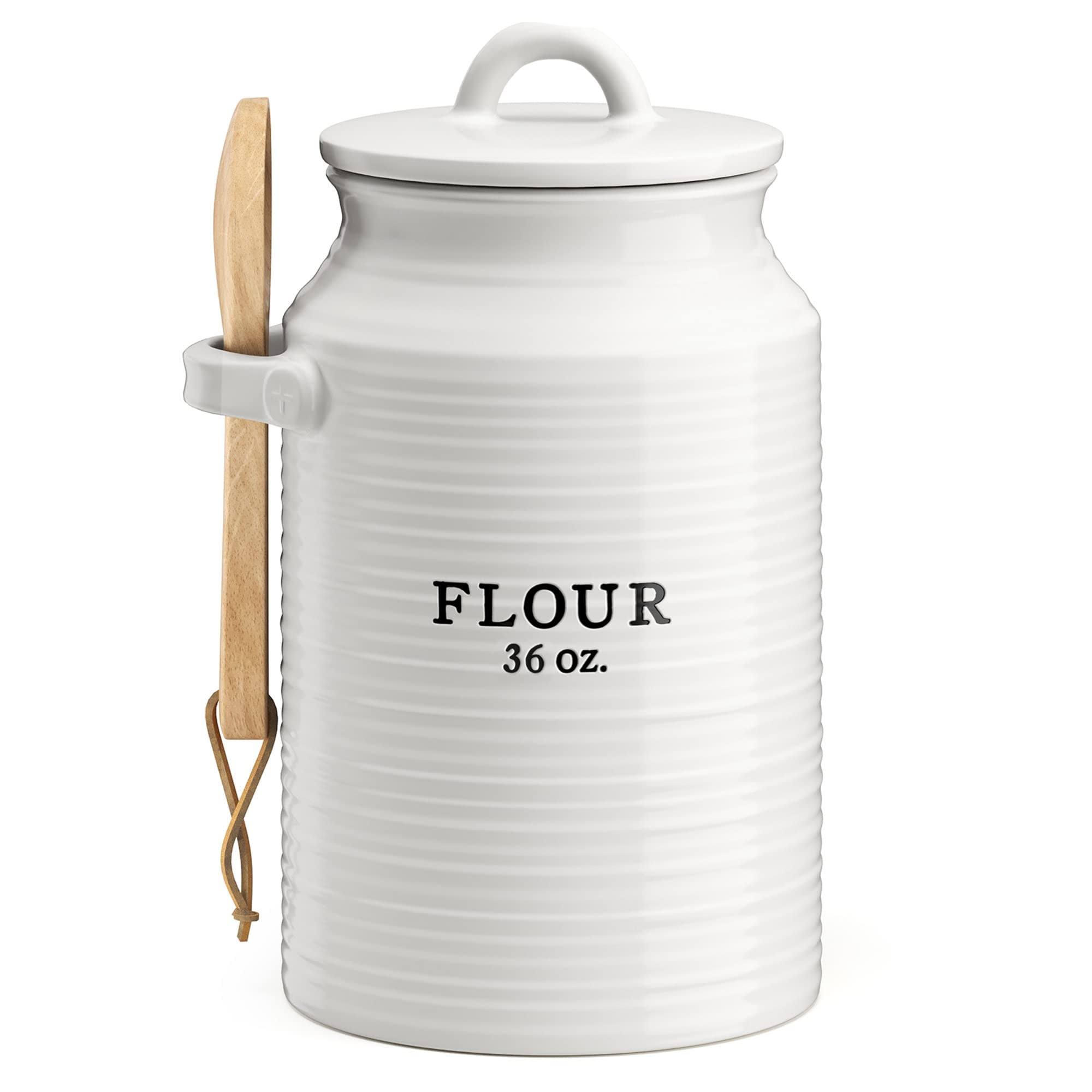 Barnyard Designs Flour Canister for Kitchen Counter, Decorative Ceramic ...