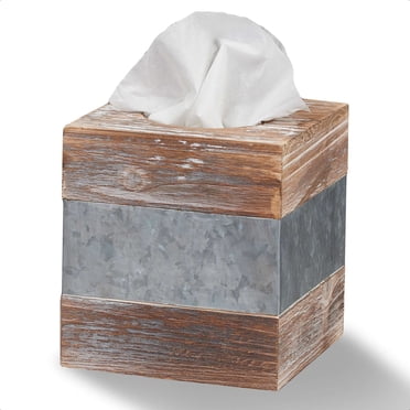 MyGift Vintage White Wood Square Tissue Box Cover - Walmart.com
