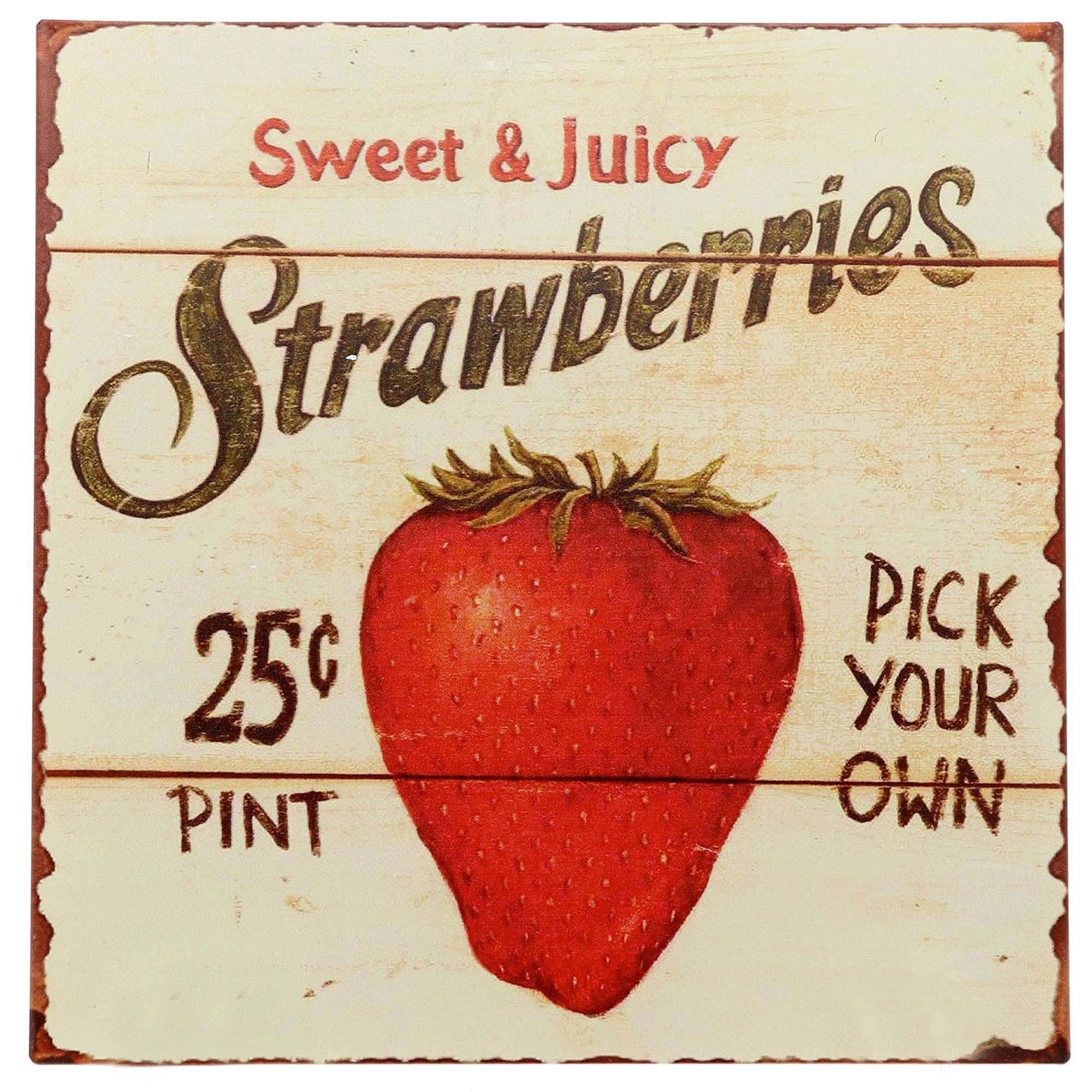 Barnyard Designs 'Strawberries Pick Your Own' Retro Vintage Metal Tin ...