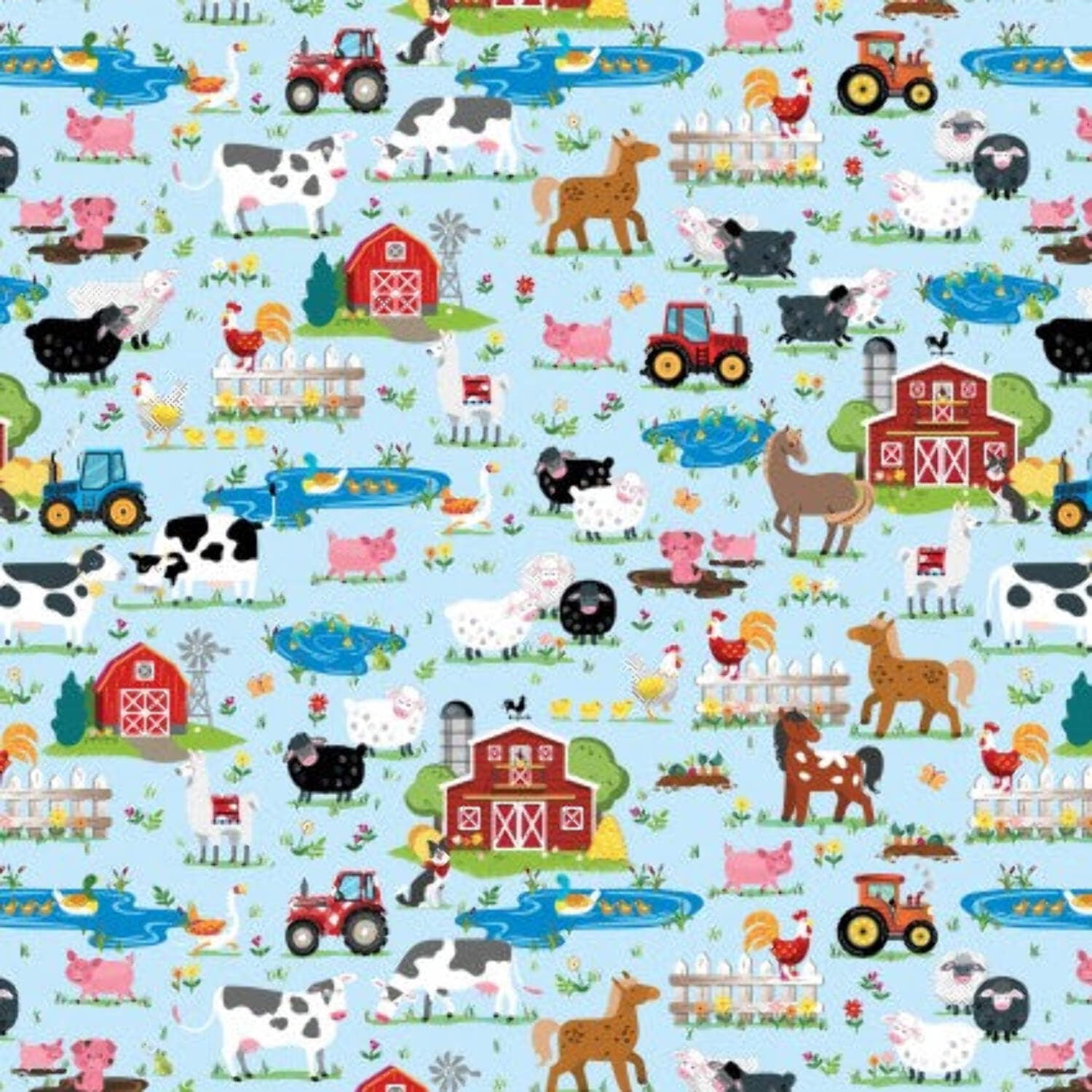 Barnyard Rules Farm Life Scenic Cotton Fabric - Walmart.com