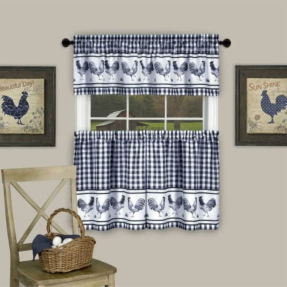 Barnyard Tier and Valance Set 58 x 24/58 x 14 - Navy - Walmart.com