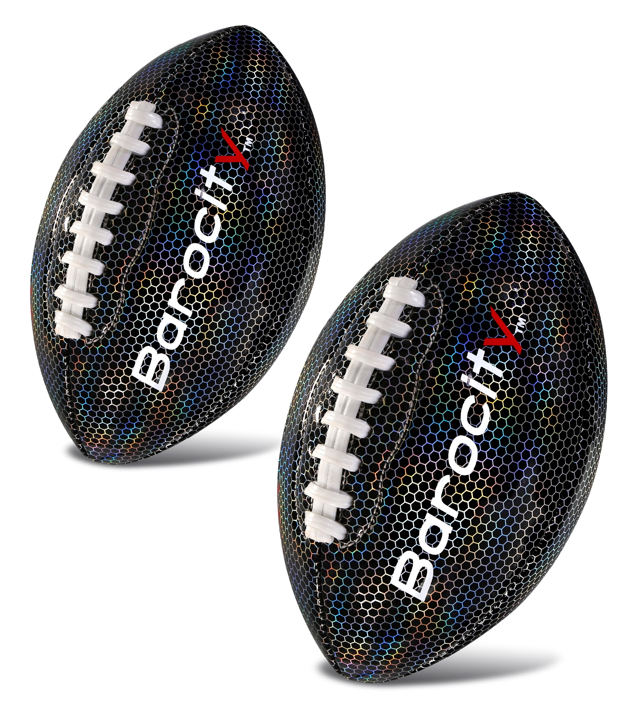 Barocity Footballs for Kids - Reflective Iridescent Rainbow Hex Pattern ...