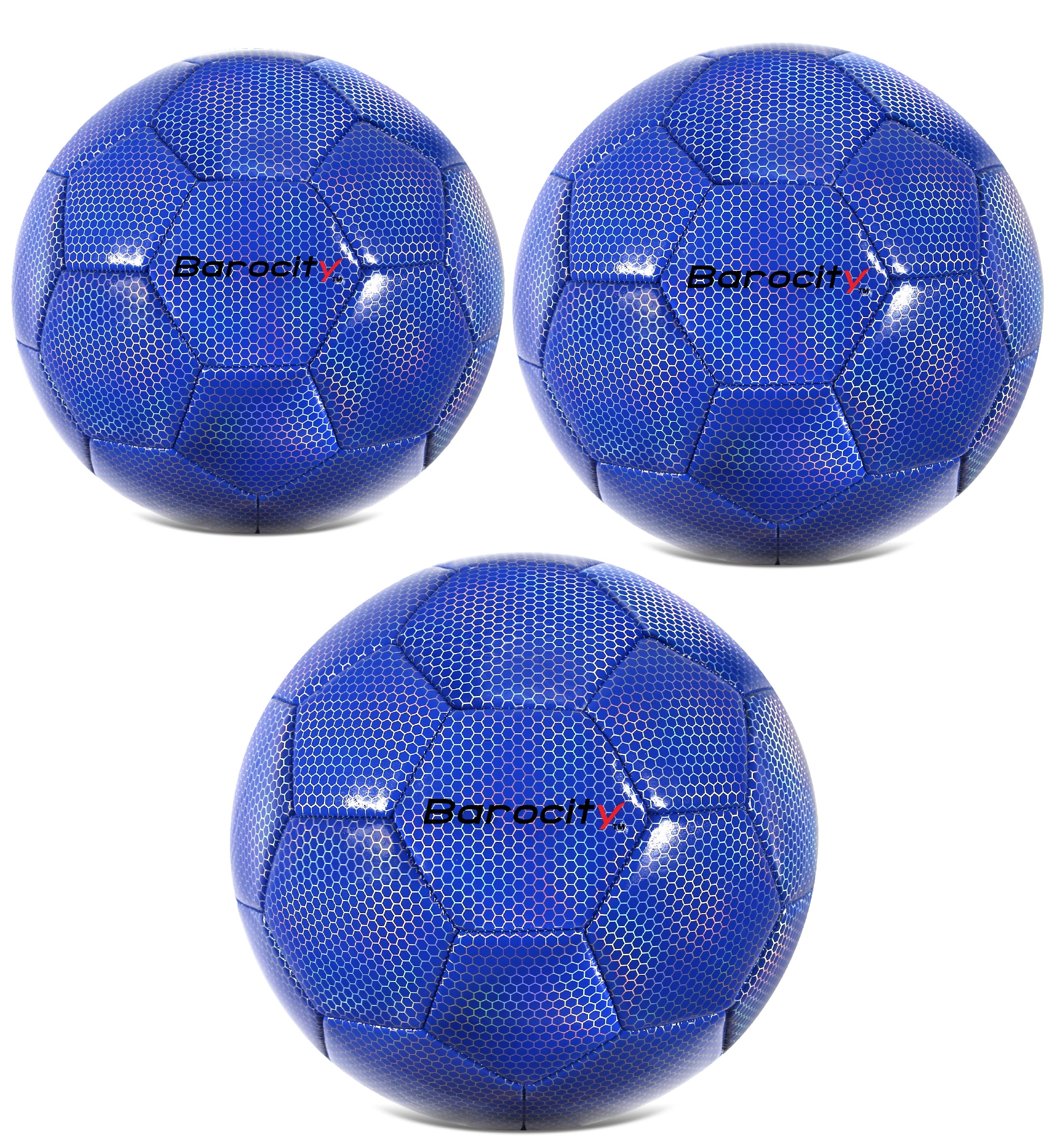 Barocity Iridescent Soccer Balls Set of 3 - Mixed Sizes Blue Official ...