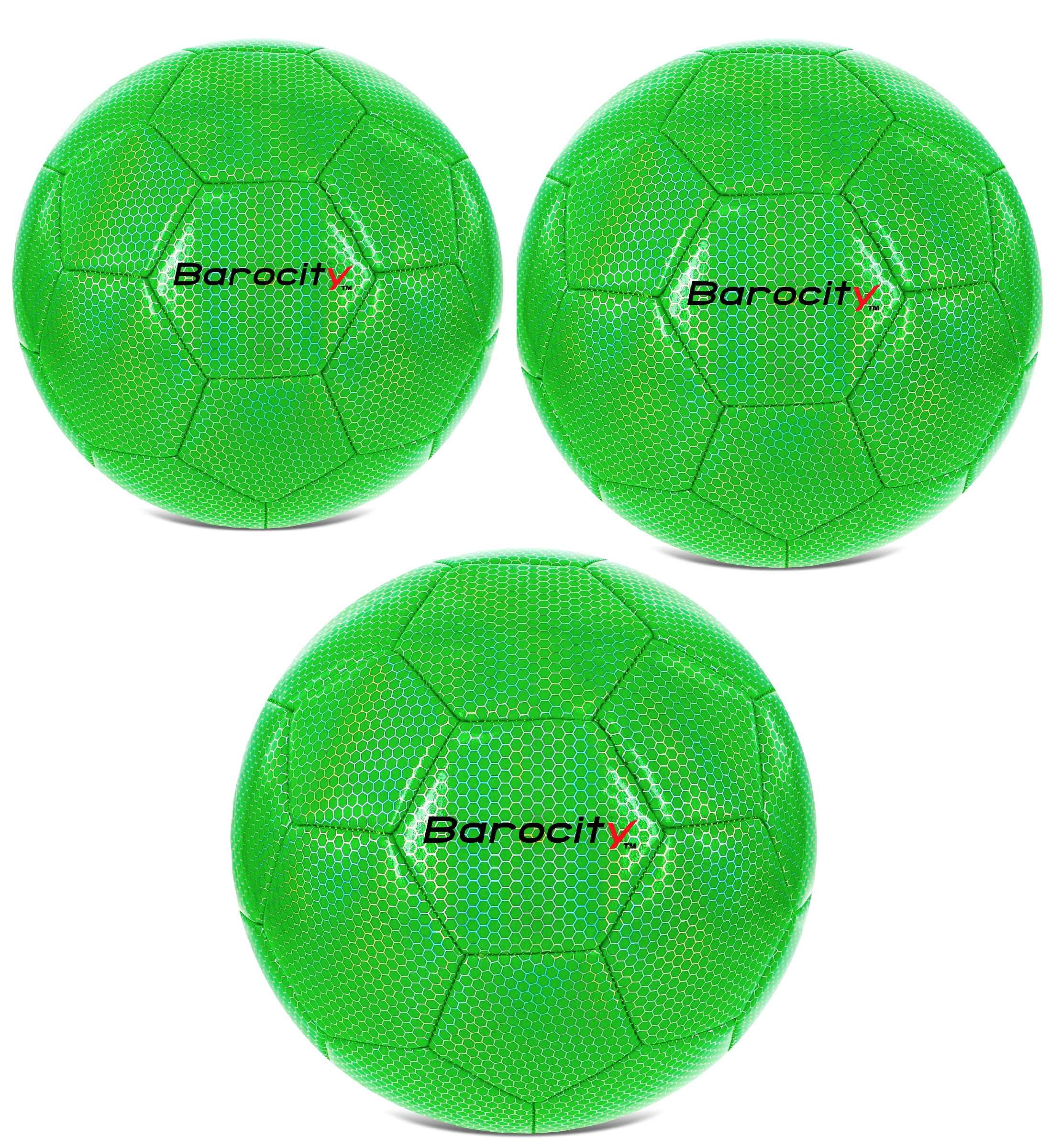 Barocity Iridescent Soccer Balls Set of 3 - Mixed Sizes Green Official ...