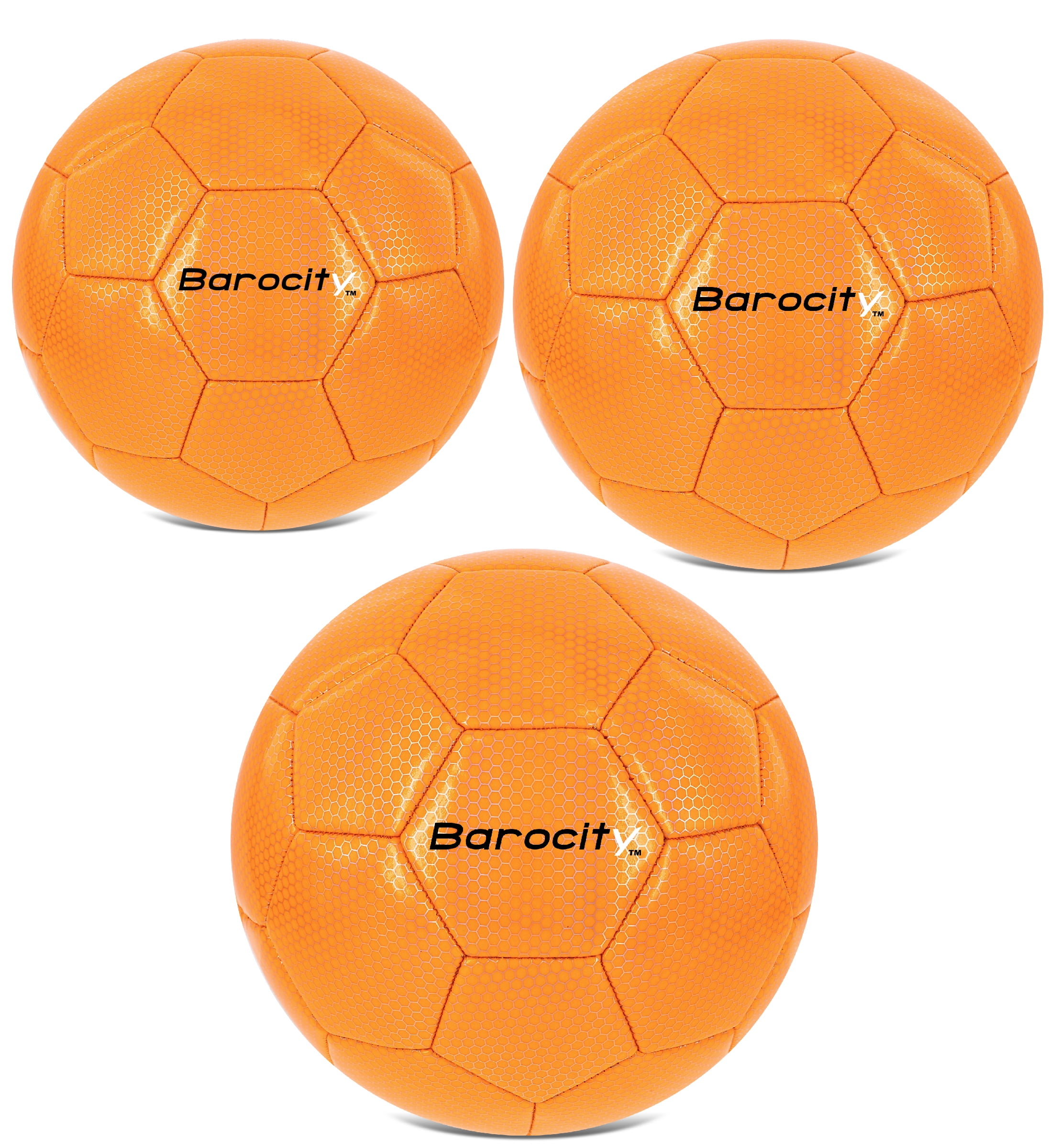 Barocity Iridescent Soccer Balls Set of 3 - Mixed Sizes Orange Official ...