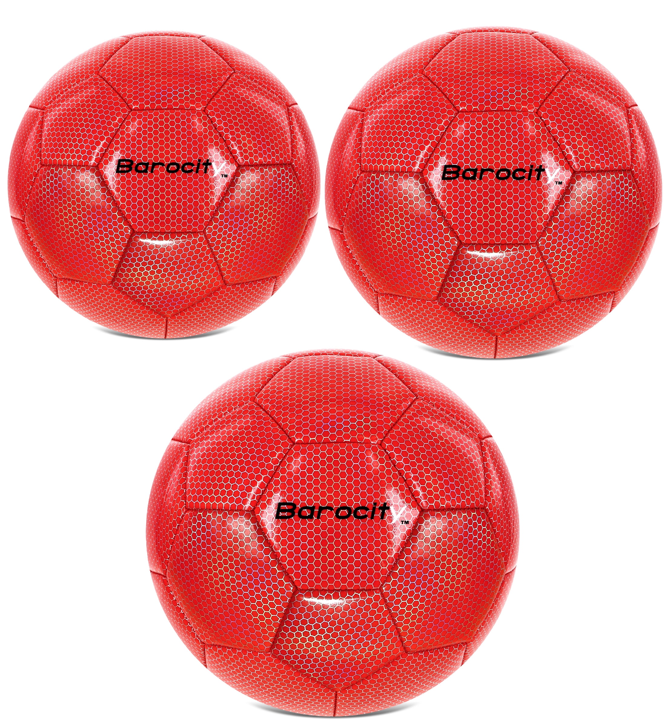 Barocity Iridescent Soccer Balls Set of 3 - Mixed Sizes Red Official ...