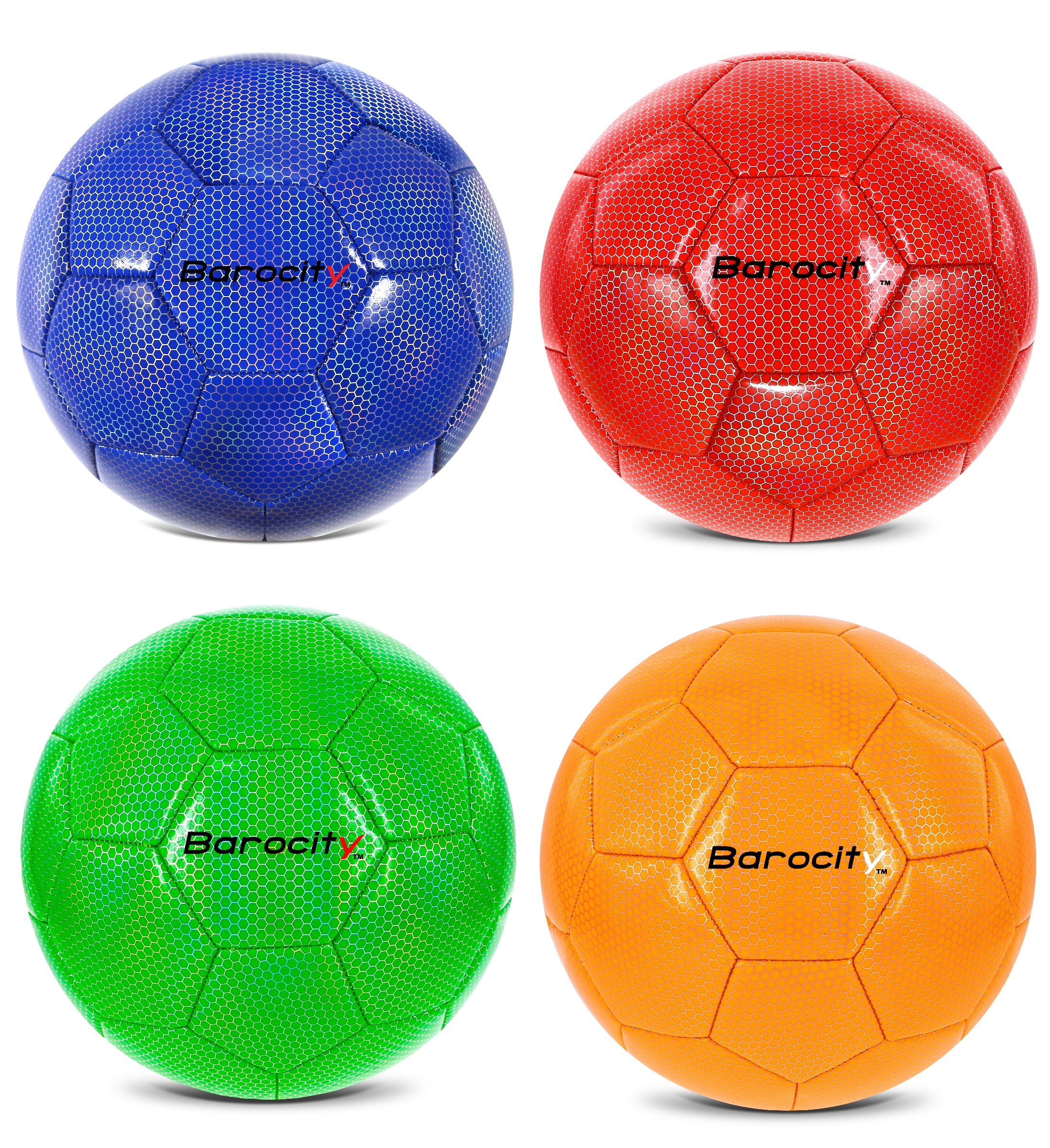 Barocity Iridescent Soccer Balls Set of 4 – Blue, Red, Green, Orange ...