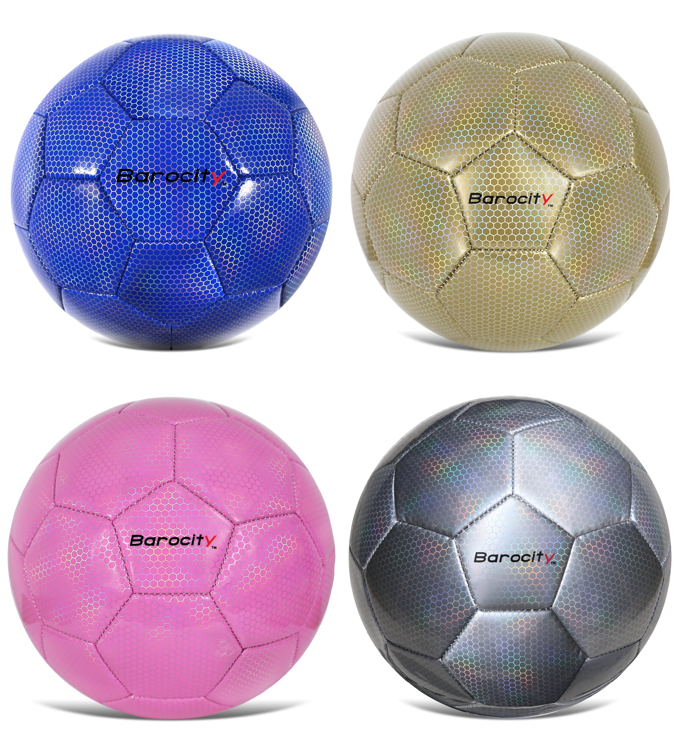 Barocity Iridescent Soccer Balls Set of 4 – Gold, Silver, Pink, Blue ...