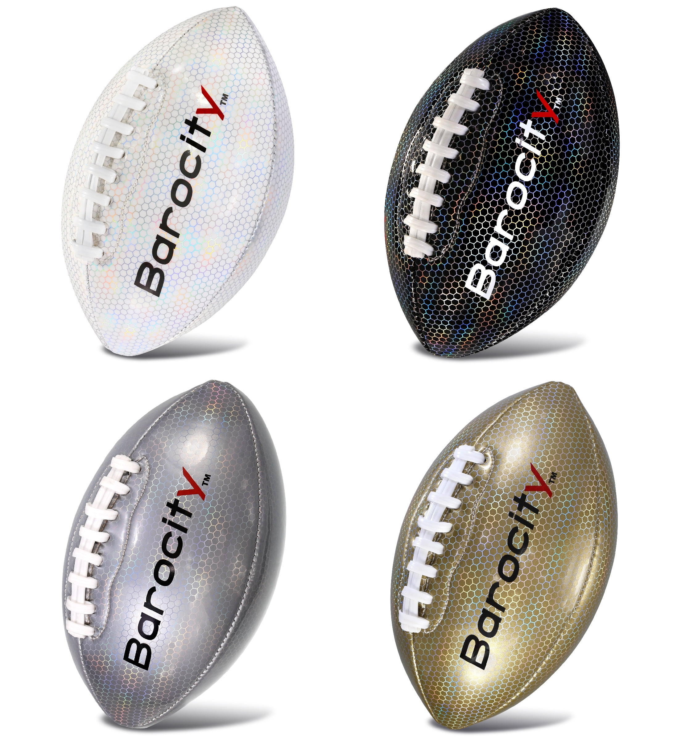 Barocity White, Black, Silver, and Gold Footballs for Kids Pee Wee Size ...