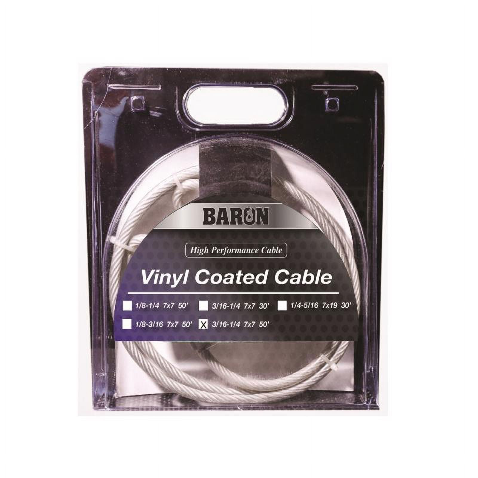 Baron Vinyl Coated Galvanized Steel 3/16-1/4 in. D X 50 ft. L Aircraft ...