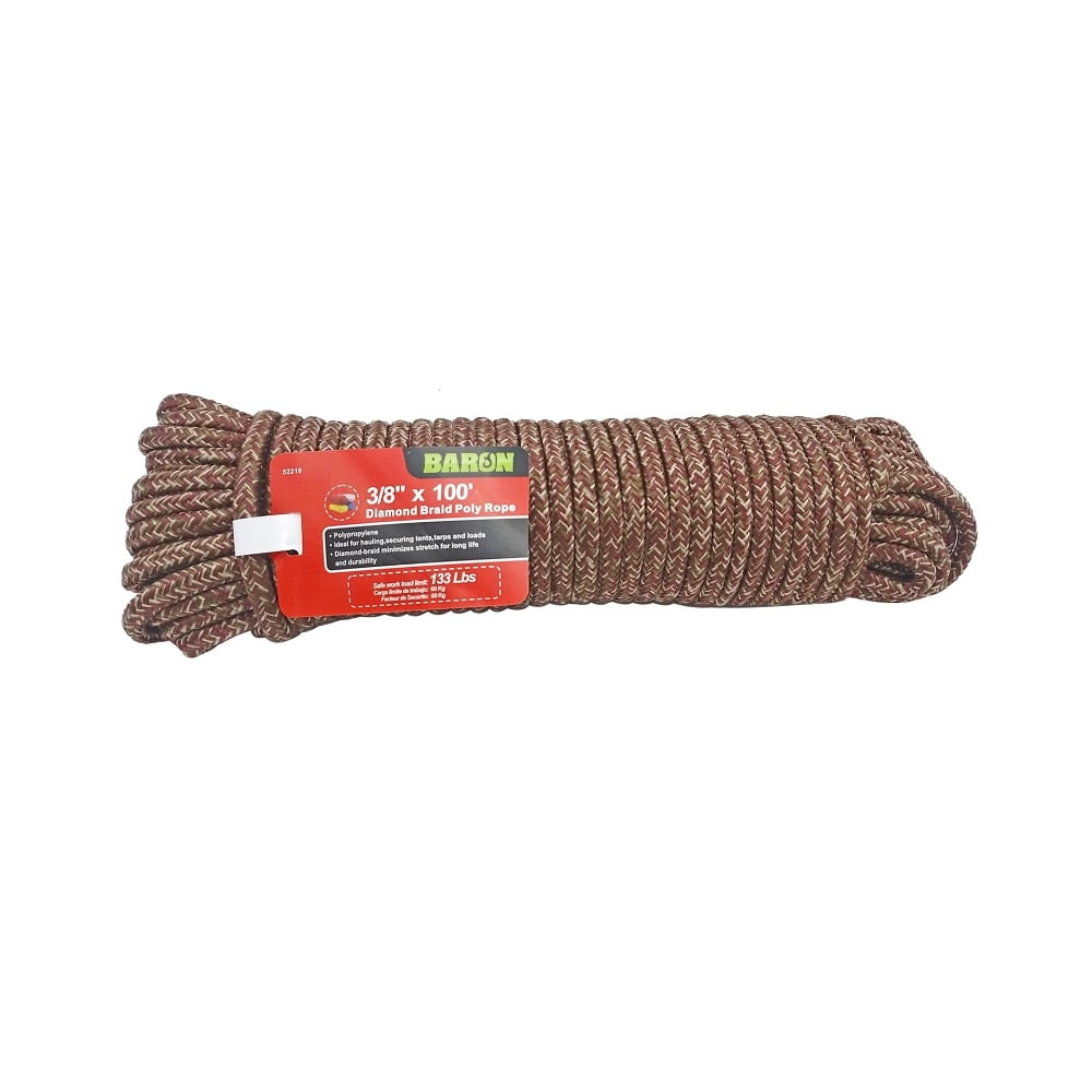 Baron 52219 Diamond Braided Rope, 3/8 Inch X 100 Feet, Camo - Walmart.com