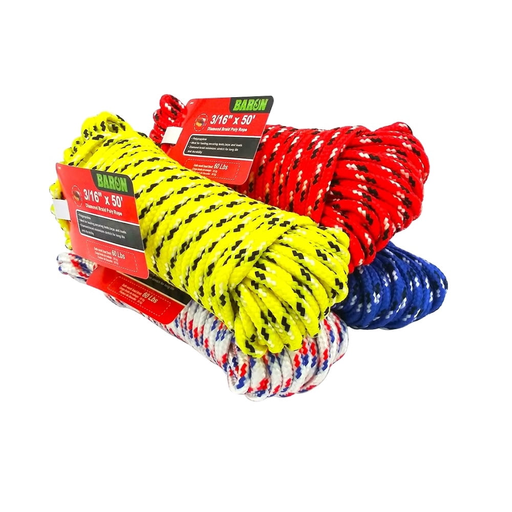 Baron 52617 Diamond Braided Poly Rope, 1/2 Inch x 100 Feet - Walmart.com