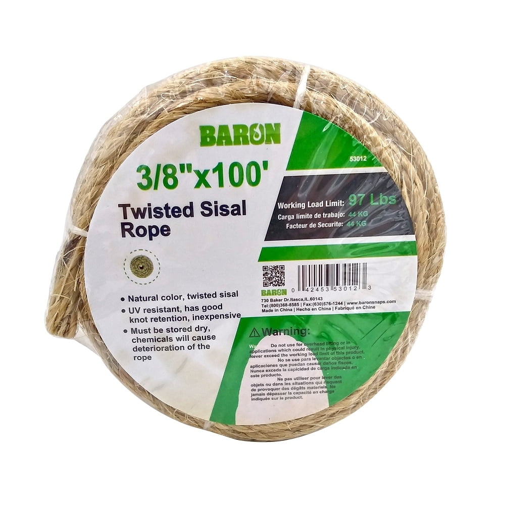 BARON MFG 53012 ROPE SISAL 3/8IN X 100FT - Walmart.com
