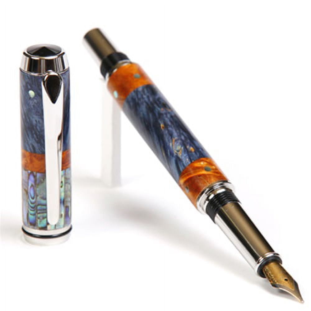 Baron Fountain Pen - Blue & Yellow Box Elder with Paua Abalone Shell ...