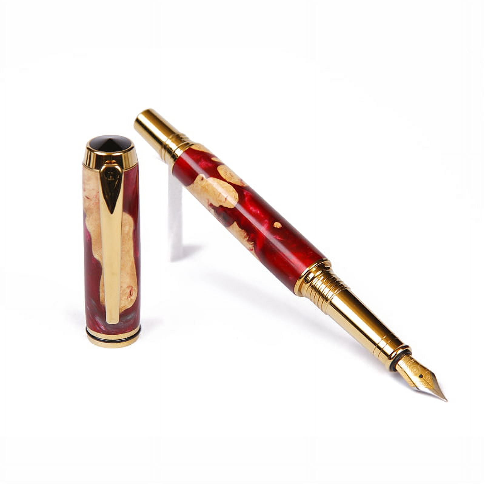 Baron Fountain Pen - Red and Silver Burl End Cap - Walmart.com