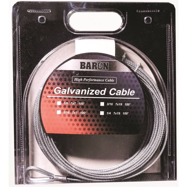 BARON 76005/50067 Aircraft Cable, 1/16 in Dia, 100 ft L, 96 lb Working ...