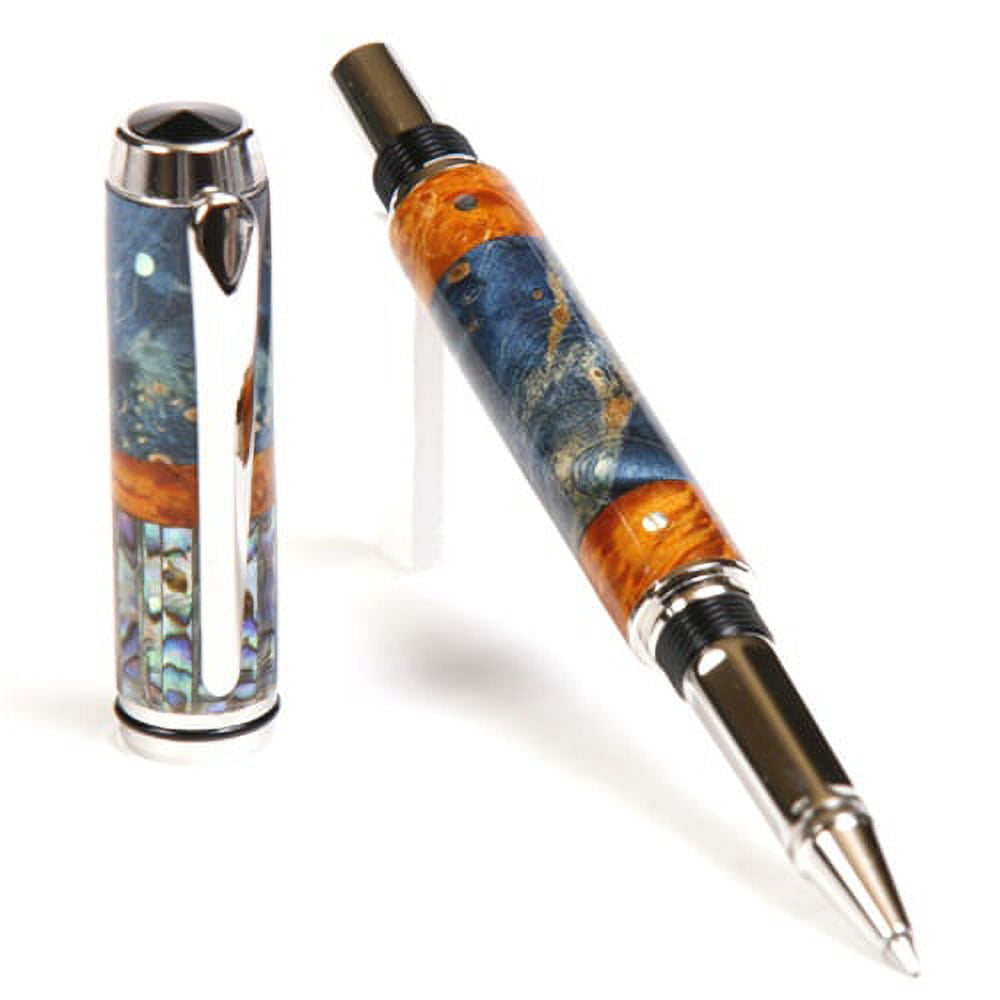 Baron Rollerball Pen - Blue & Yellow Box Elder with Paula Abalone ...