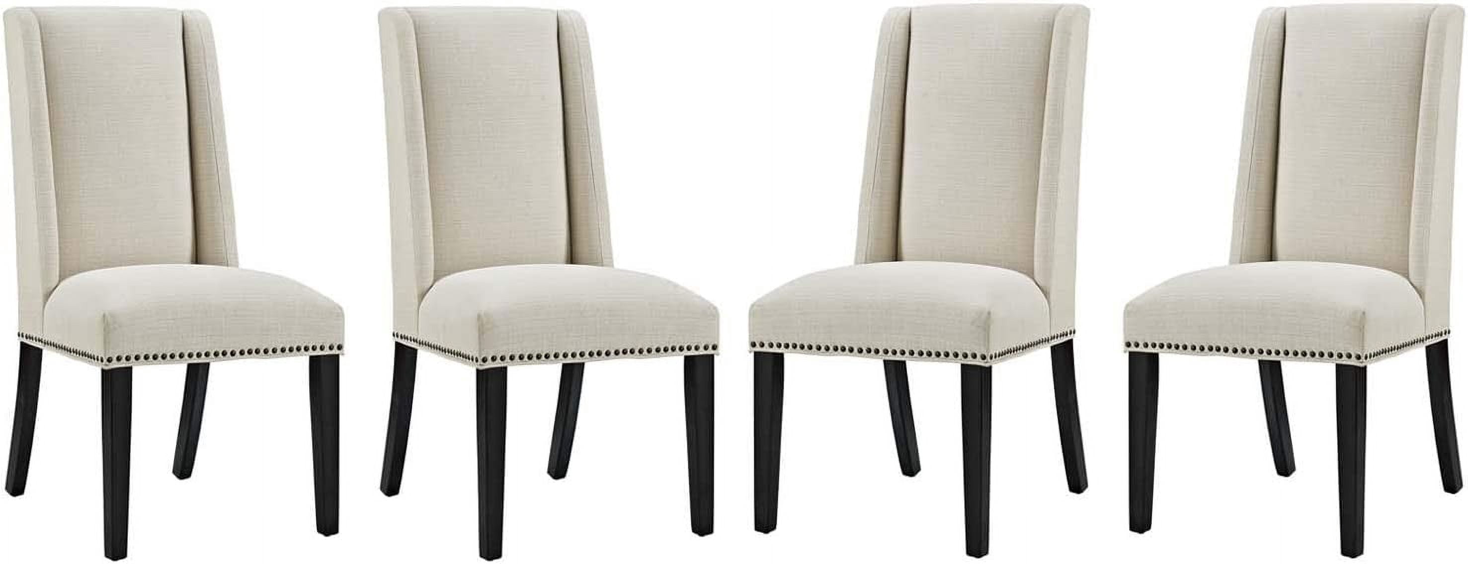 Baron Tall Back Wood Upholstered Fabric Two Dining Chairs in Light Gray ...
