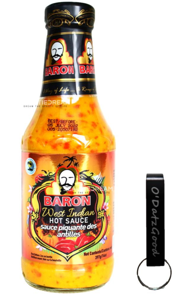 Baron West Indian Hot Sauce 14 oz (397g) Pack of 1 Packaged w ...
