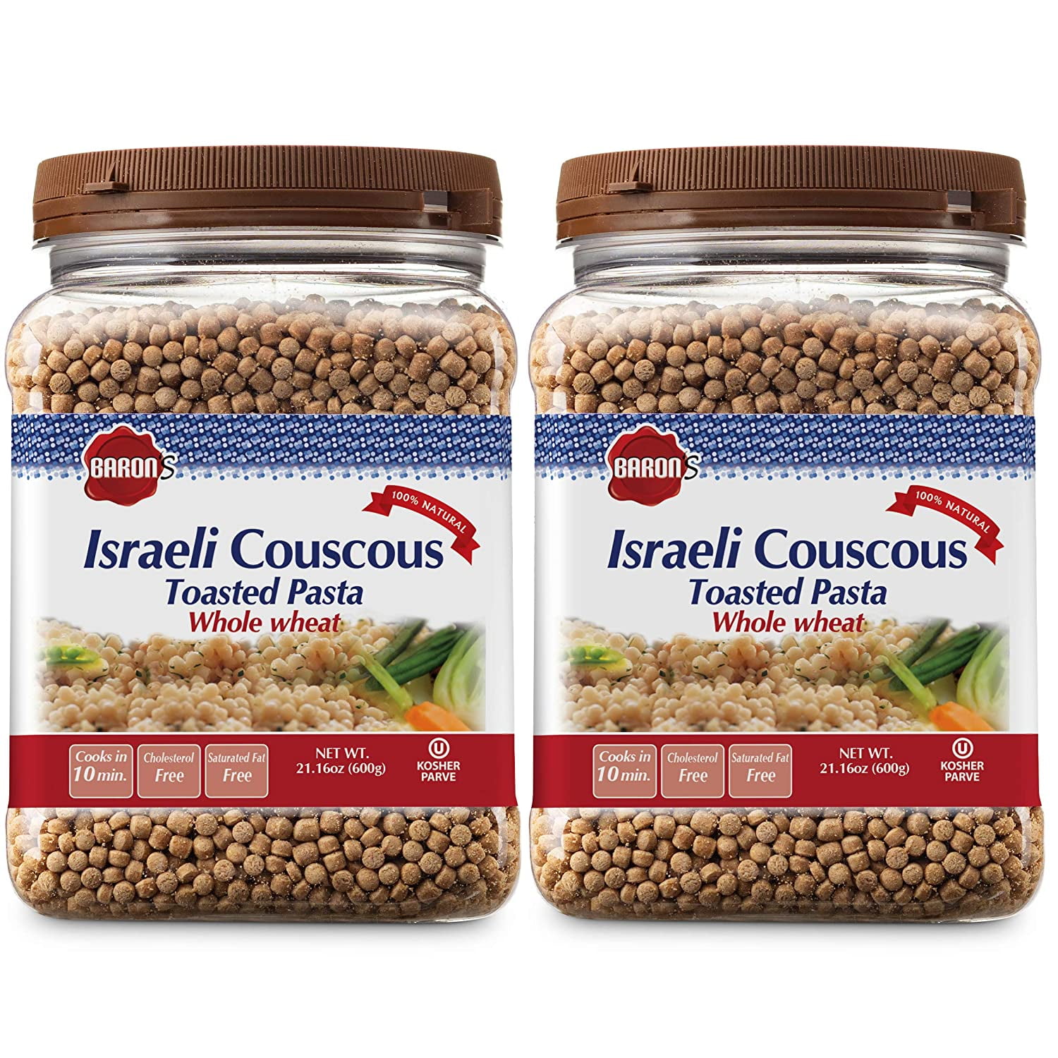 Baron's Israeli Couscous Toasted Whole Wheat Pasta 21.16oz Jars (2 Pack ...