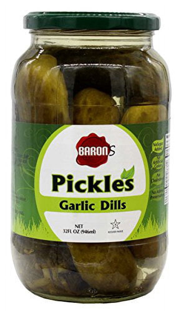 Baron's Kosher Garlic Dill Pickles, 32fl. oz. - Walmart.com