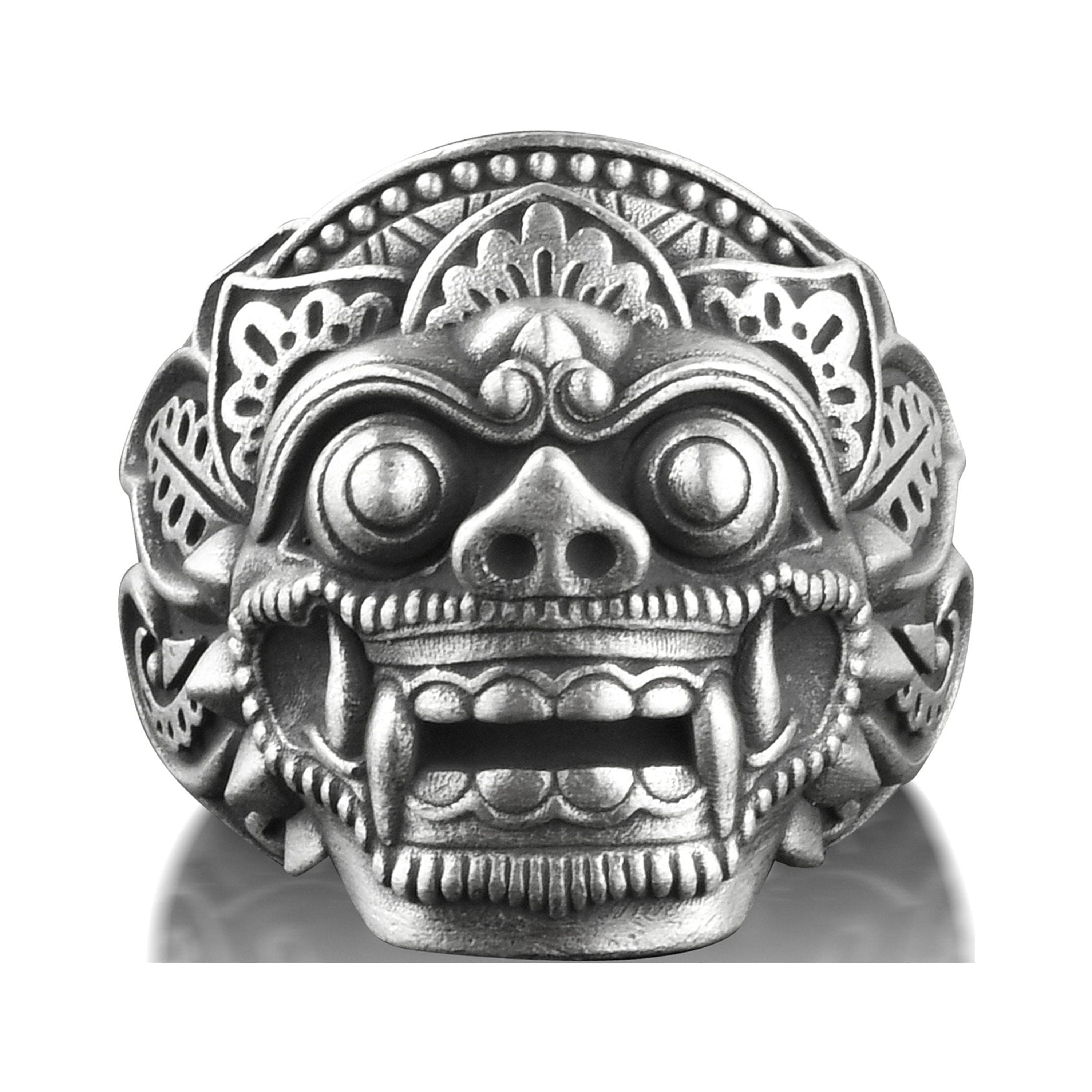 Barong God Of Good Mens Ring in Silver, Balinese Mythology Gothic Ring ...