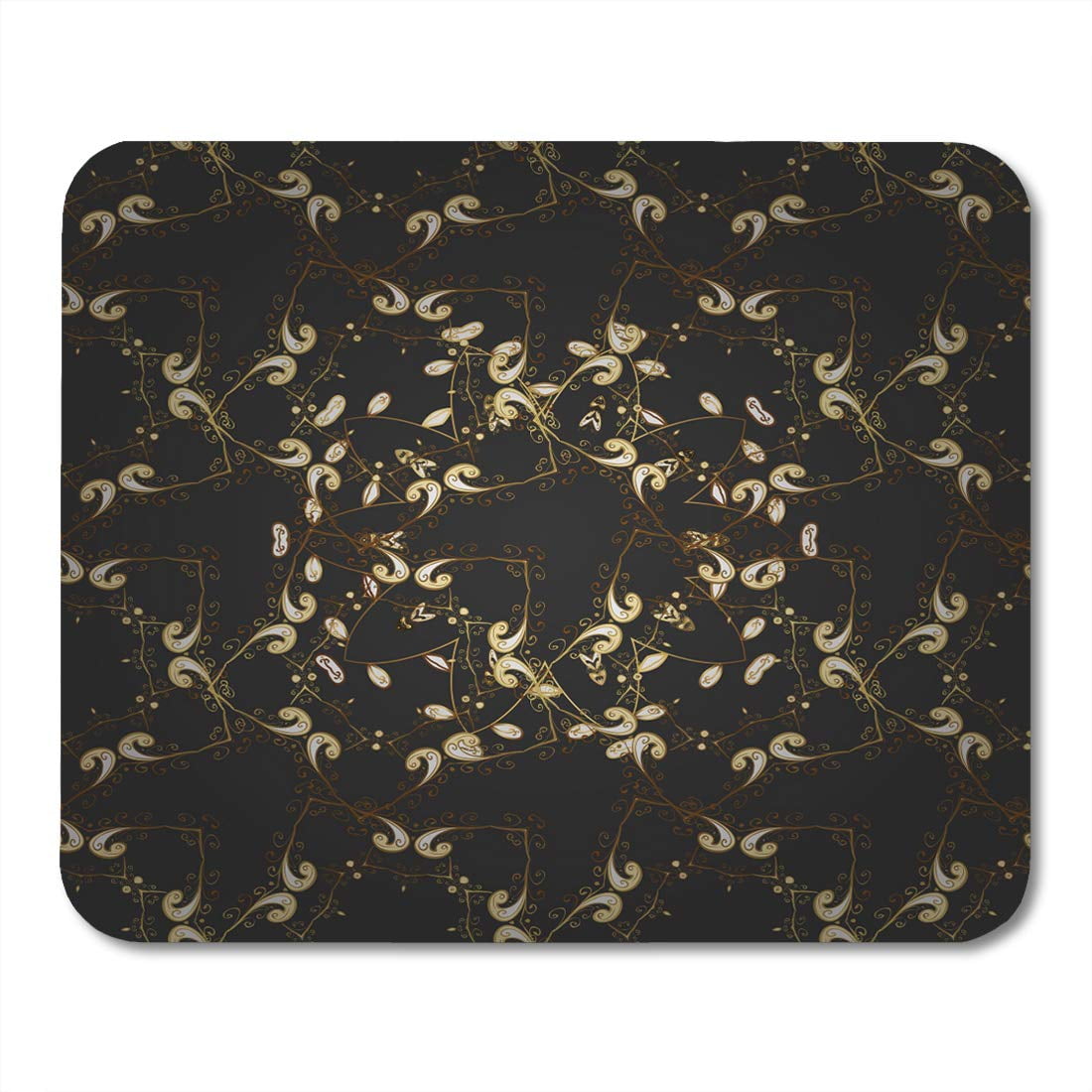 Baroque Ancient Floral Brocade Pattern Glass Metal with on Black Colors ...