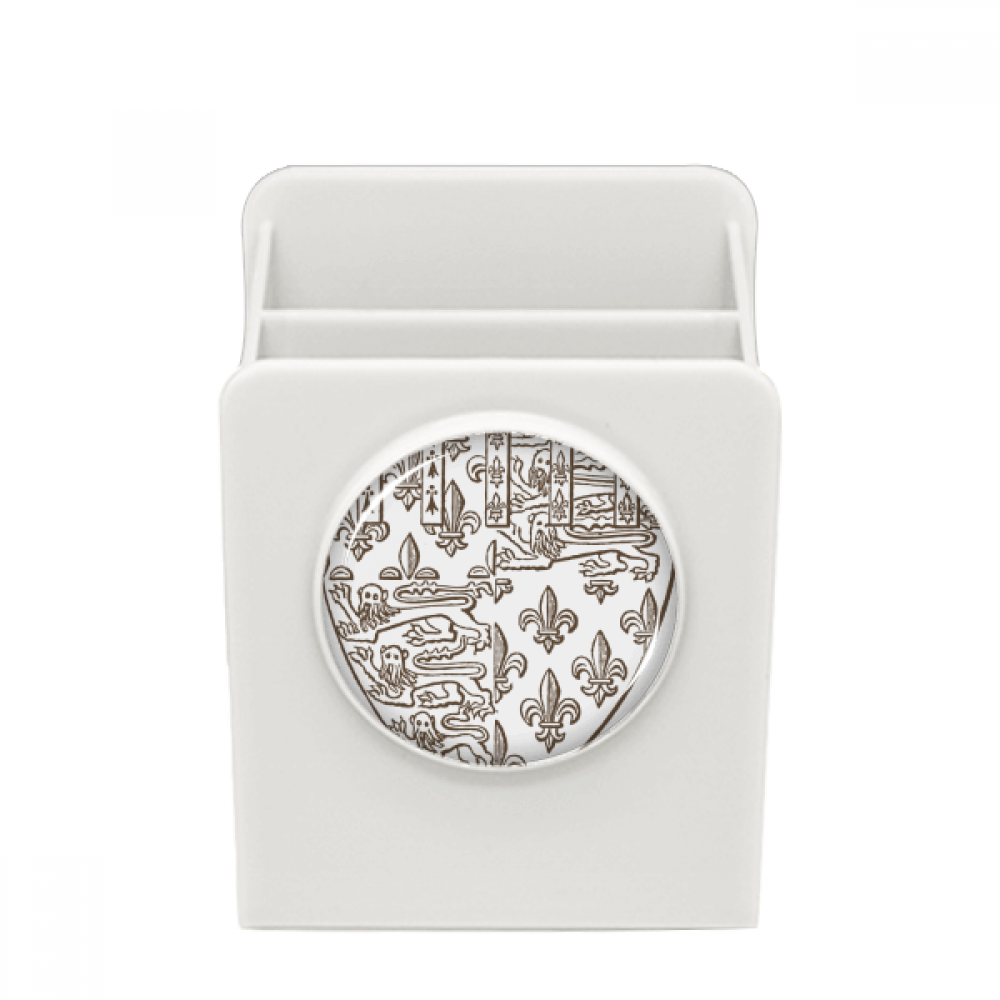 Baroque Art Lion Shield Illustration Pattern Desk Pencil Holder Cup Pen ...