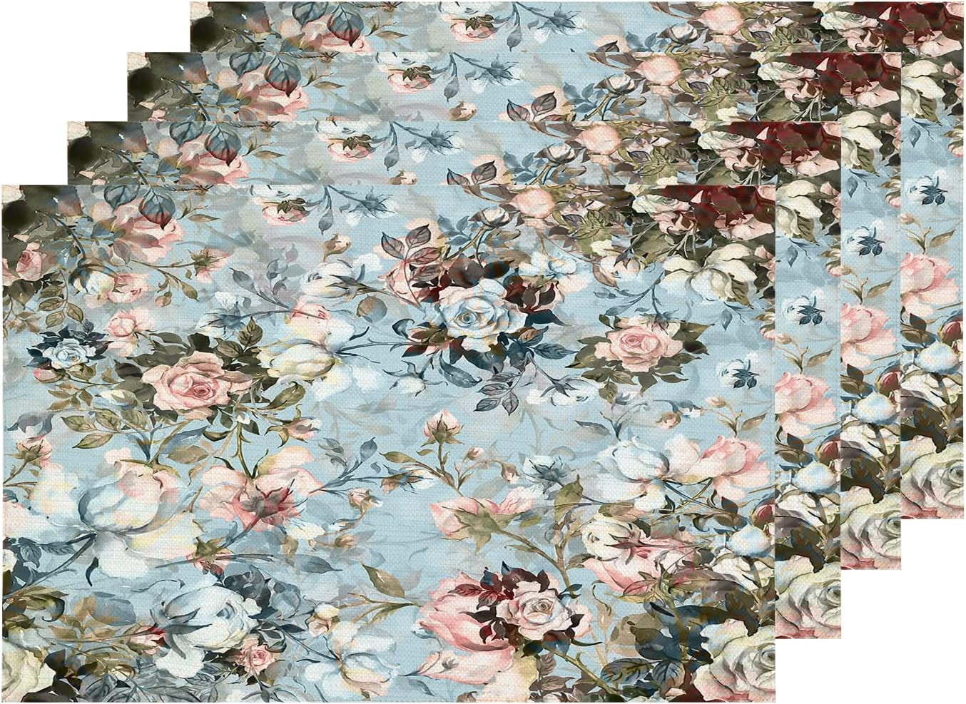 Baroque Beautiful Rose Placemats, Watercolor Pastel Abstract Blossom ...