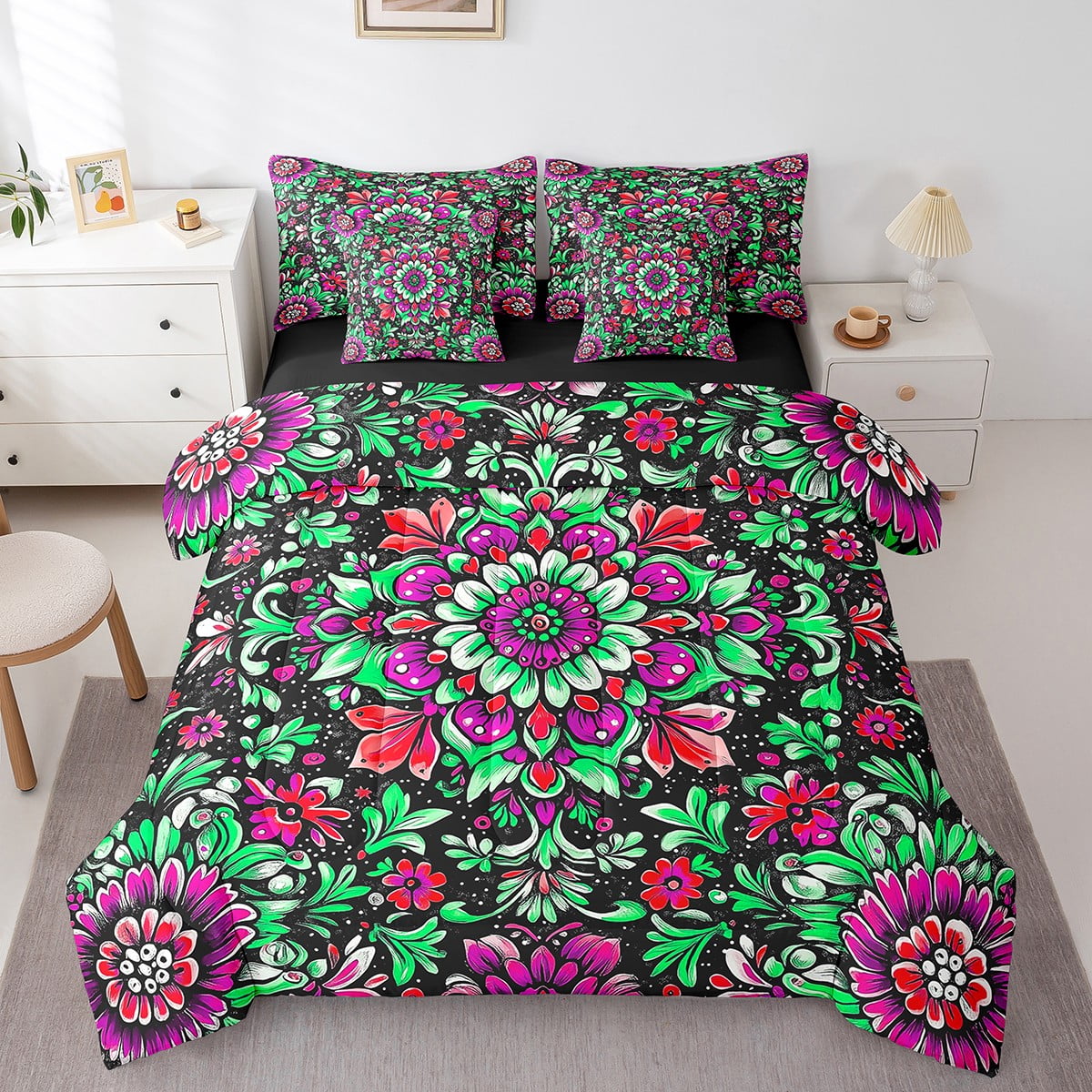 Baroque Bed in a Bag King,Vintage Victorian Mandala Comforter Set 7 ...