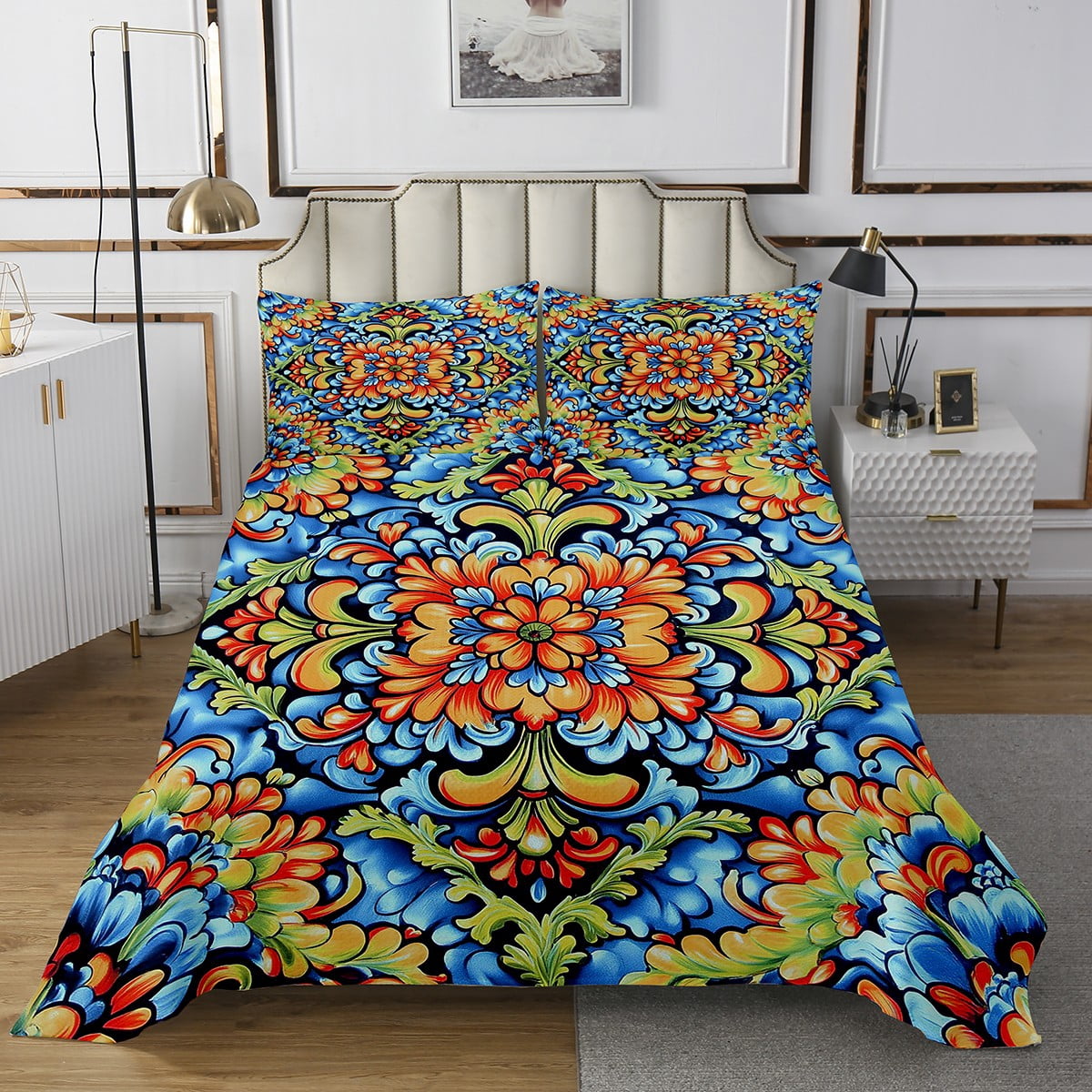 Baroque Bedding Set Queen,Vintage Victorian Floral Bedspread Set Adults ...