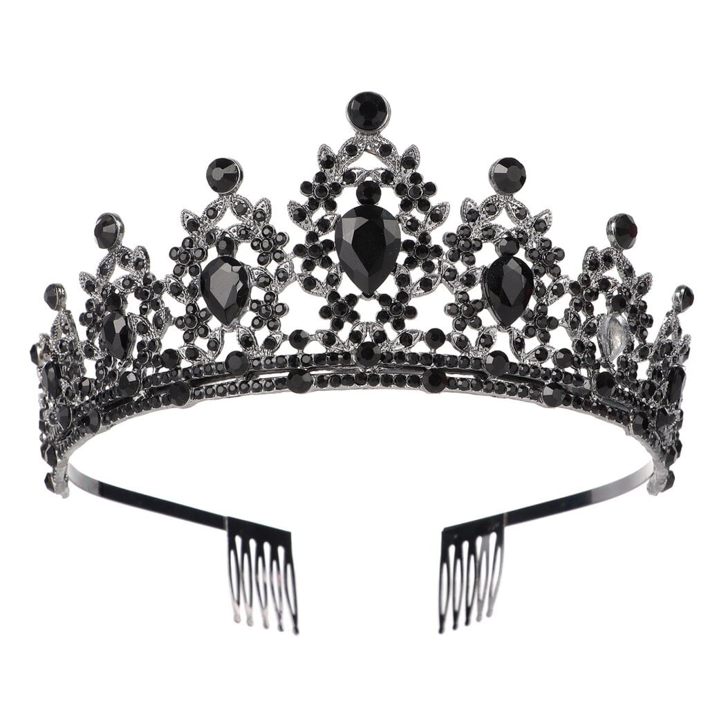 Baroque Black Crystal Crown, Princess Queen Crown Gothic Tiara, Hair ...