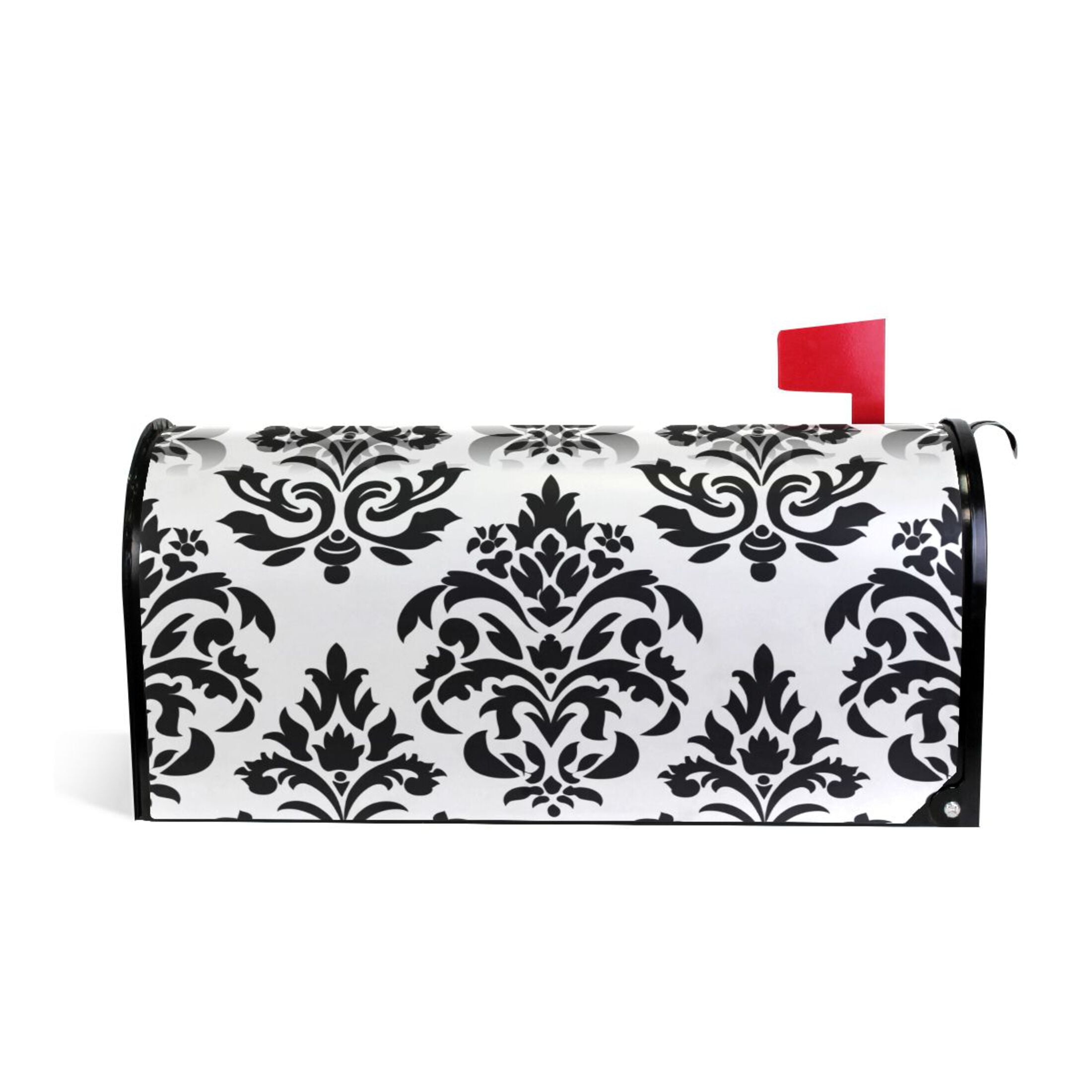 Baroque Black Damask Figure Mailbox Covers Magnetic Post Box Cover ...
