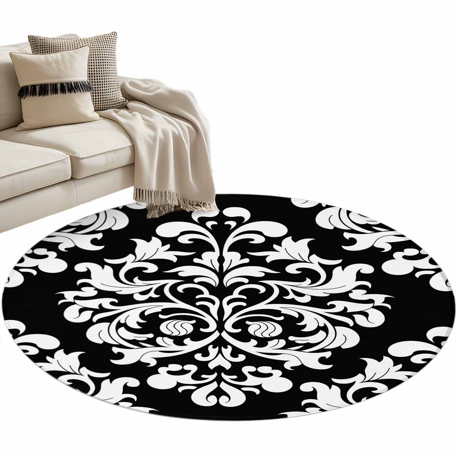 Baroque Black Large Area Rugs for Bedroom Living Room, Soft Non Slip ...