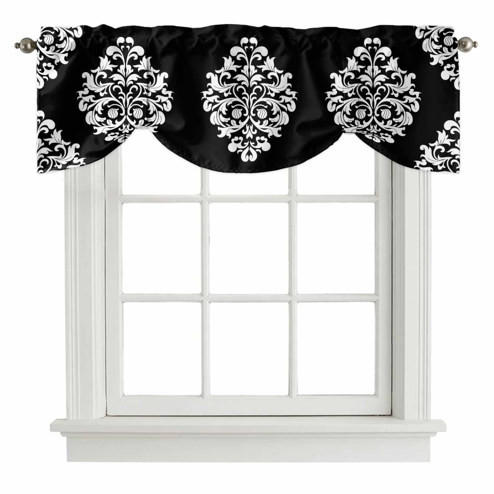 Baroque Black Tie Up Valance Curtains for Windows, Kitchen Curtains ...
