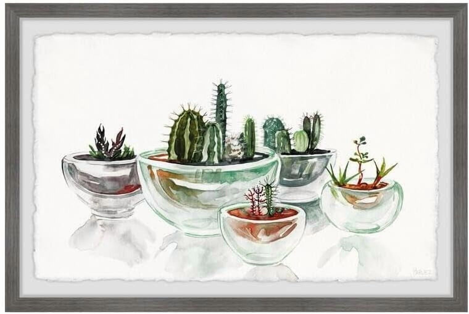 Baroque Bliss Cactus in a Bowl Framed Painting Print, Contemporary Wall ...