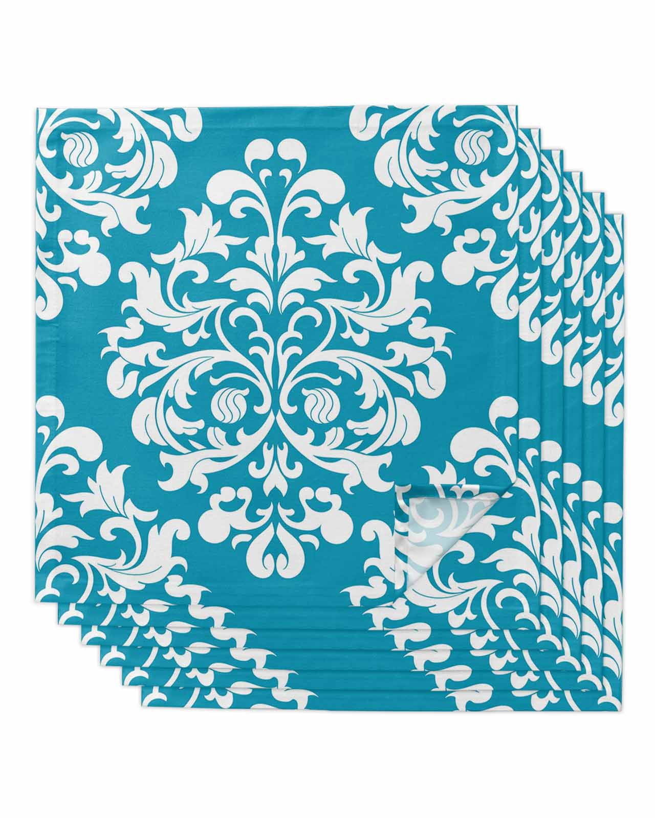 Baroque Blue Cloth Napkins Set of 6 Reusable Dinner Napkins, Vintage ...