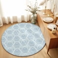 Baroque Blue Floral Pattern Round Area Rug 3ft,Living Room Rug Non-Slip ...
