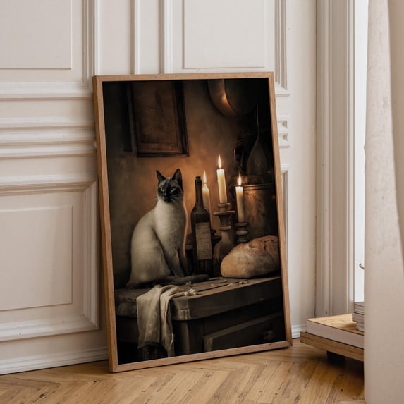 Baroque Cat Art Candlelight Still Life With Bread Old Masters Style ...