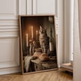 Baroque Cat Art Print, Candlelight Still Life Cat with Bread, Old ...