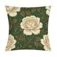 Baroque Etched Cream Roses on Dark Green BackdropSet of 2 Premium Faux ...