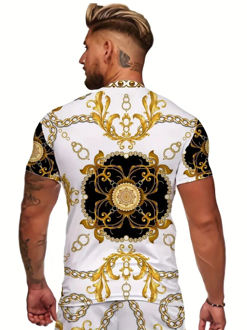 Baroque Fashion Off White Gold Chain Golden Leaf Casual Men - Walmart.com