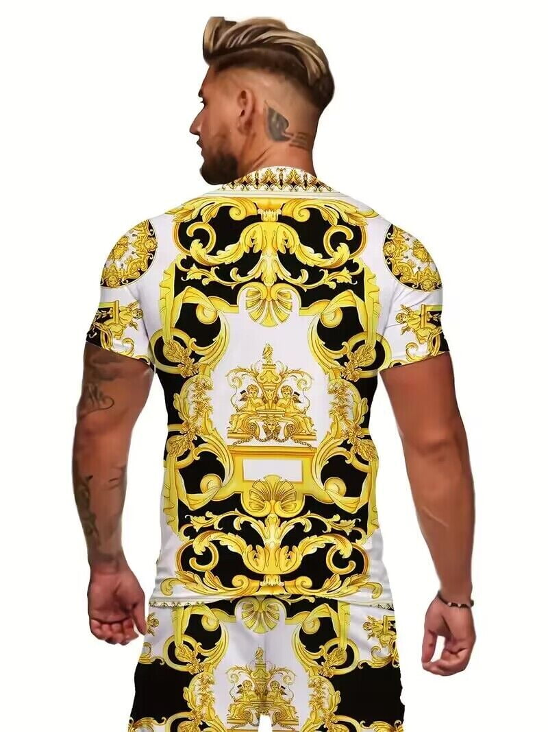 Baroque Fashion Off White Gold Yellow Leaf Party Men Trendy - Walmart.com