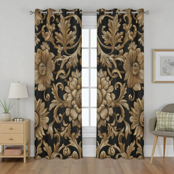Baroque Floral Curtains For Living Room, Retro European Style Drapes ...