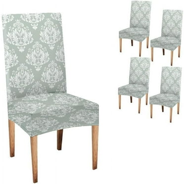 Dining Chair Slipcover, Abstract Art Oil Painting Geometric Gray Aqua ...