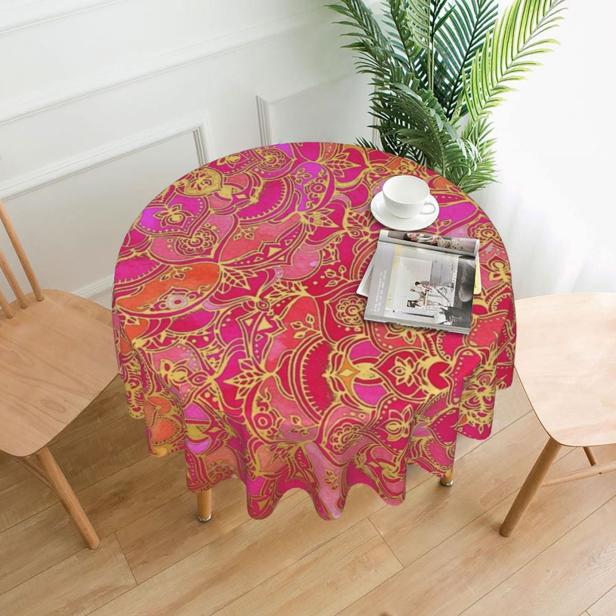 Baroque Floral Print Tablecloth Vintage Bohemia Protection Round Table ...