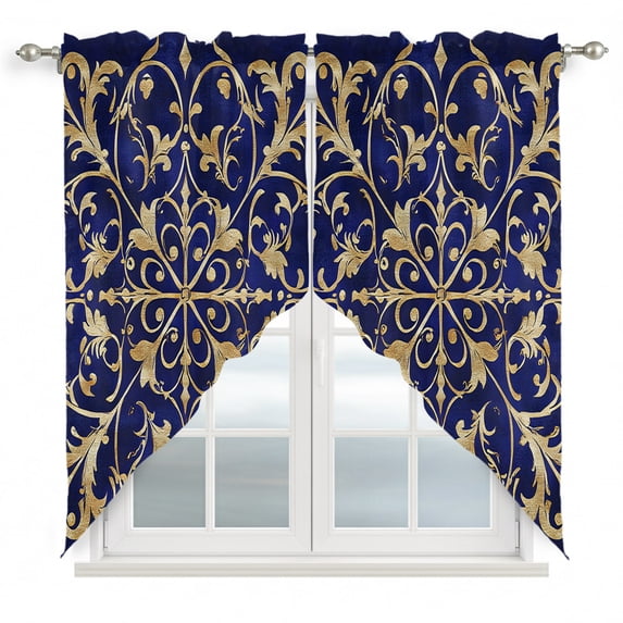 Baroque Floral Swag Curtain Valance for Window 2 Panels Abstract Floral ...