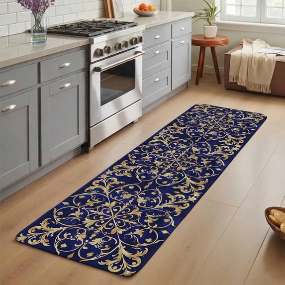 Baroque Floral Washable Runner Rug 1.4x4 ft Abstract Floral Retro ...