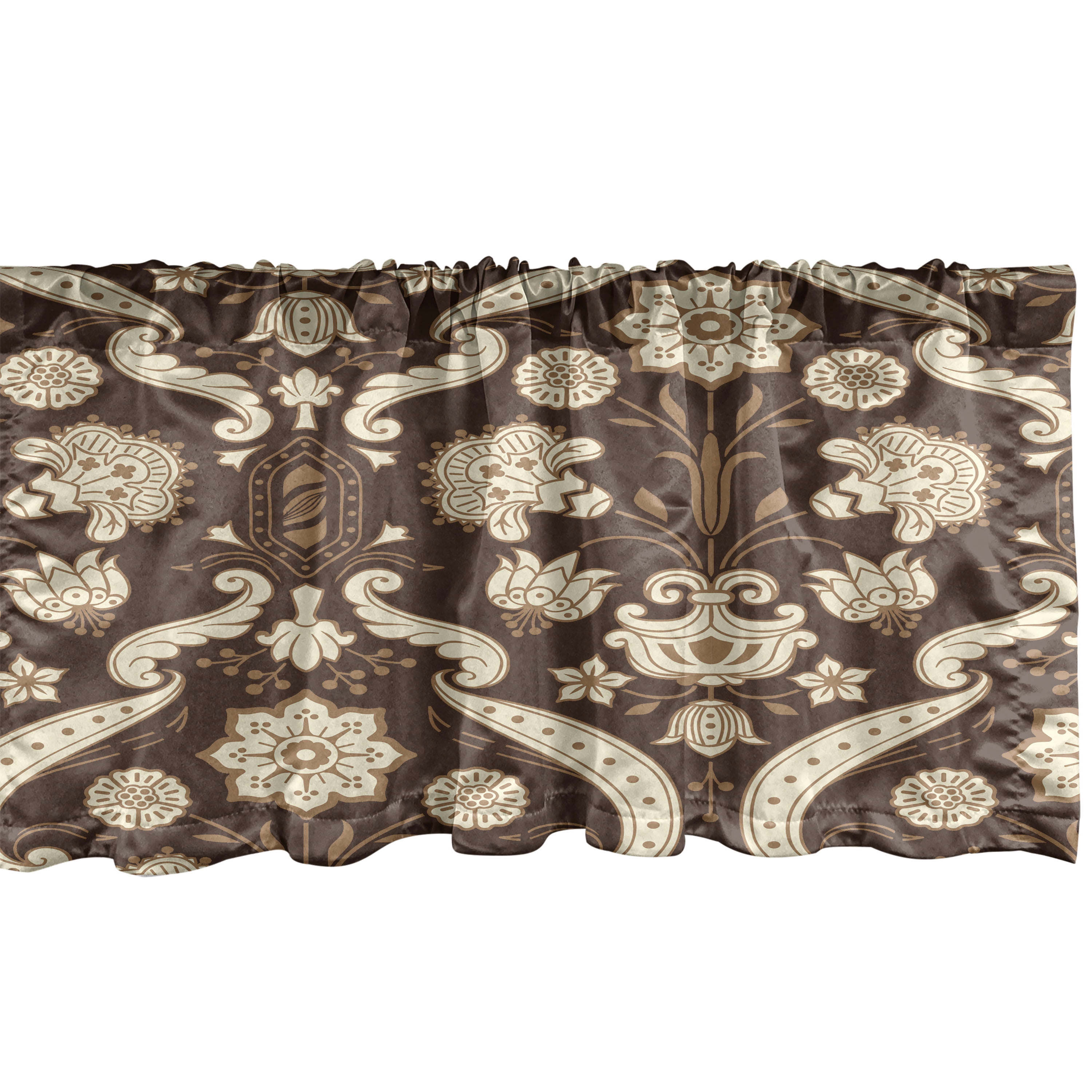 Baroque Floral Window Valance, Vintage Style Damask Soft Tones ...
